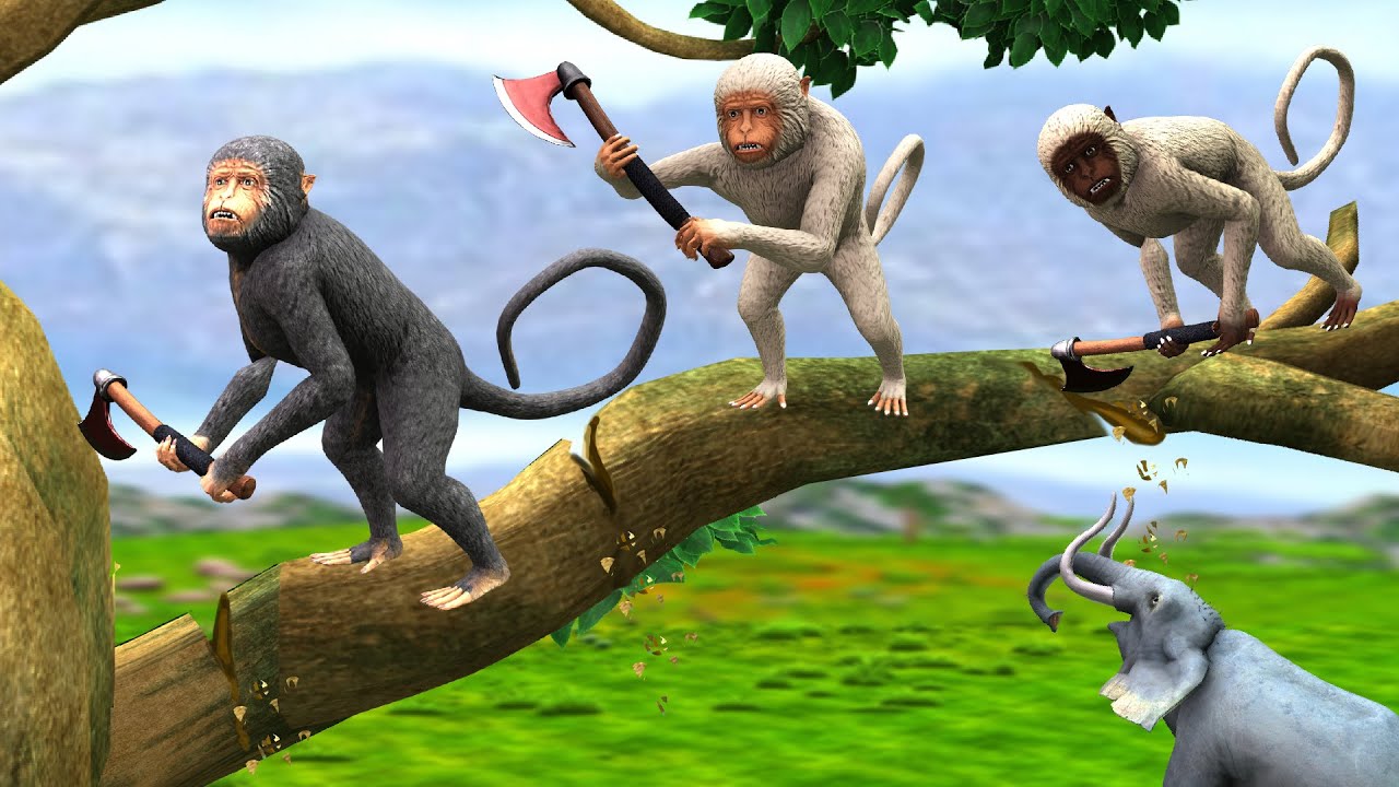 तीन मुर्ख बंदर | बंदर की कहानी Murkh Bandar ki Kahani Three Monkey's Trap Hindi Moral Stories ...