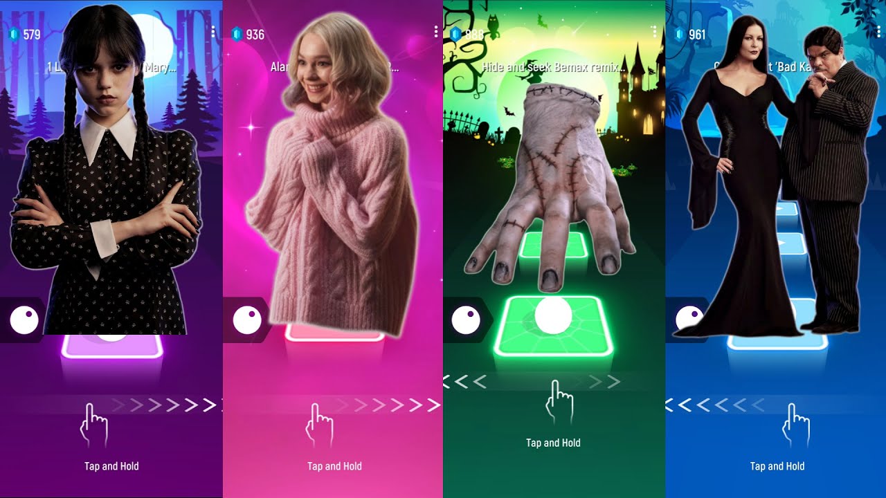 Tiles Hop EDM Rush - Wednesday Addams vs EMMA Myers (Enid Sinclair) vs ...