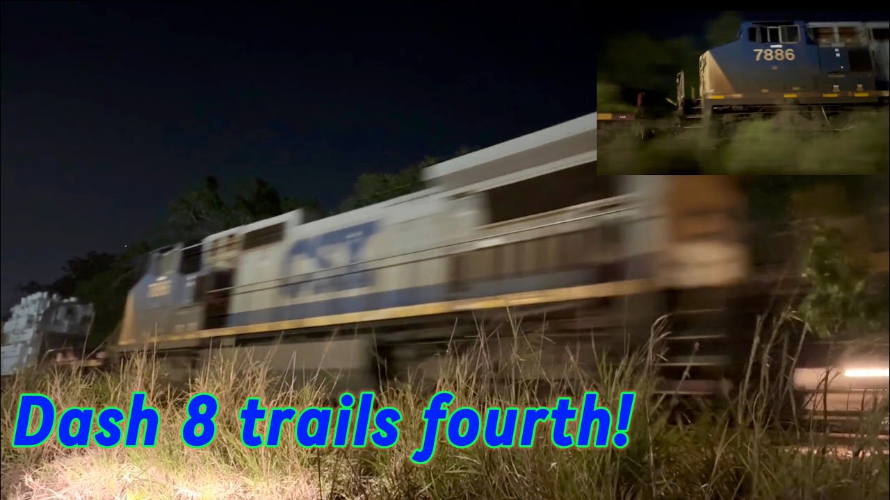 CSX 5 leads M441 through, Valrico, FL with 4 locomotives in front, one ...