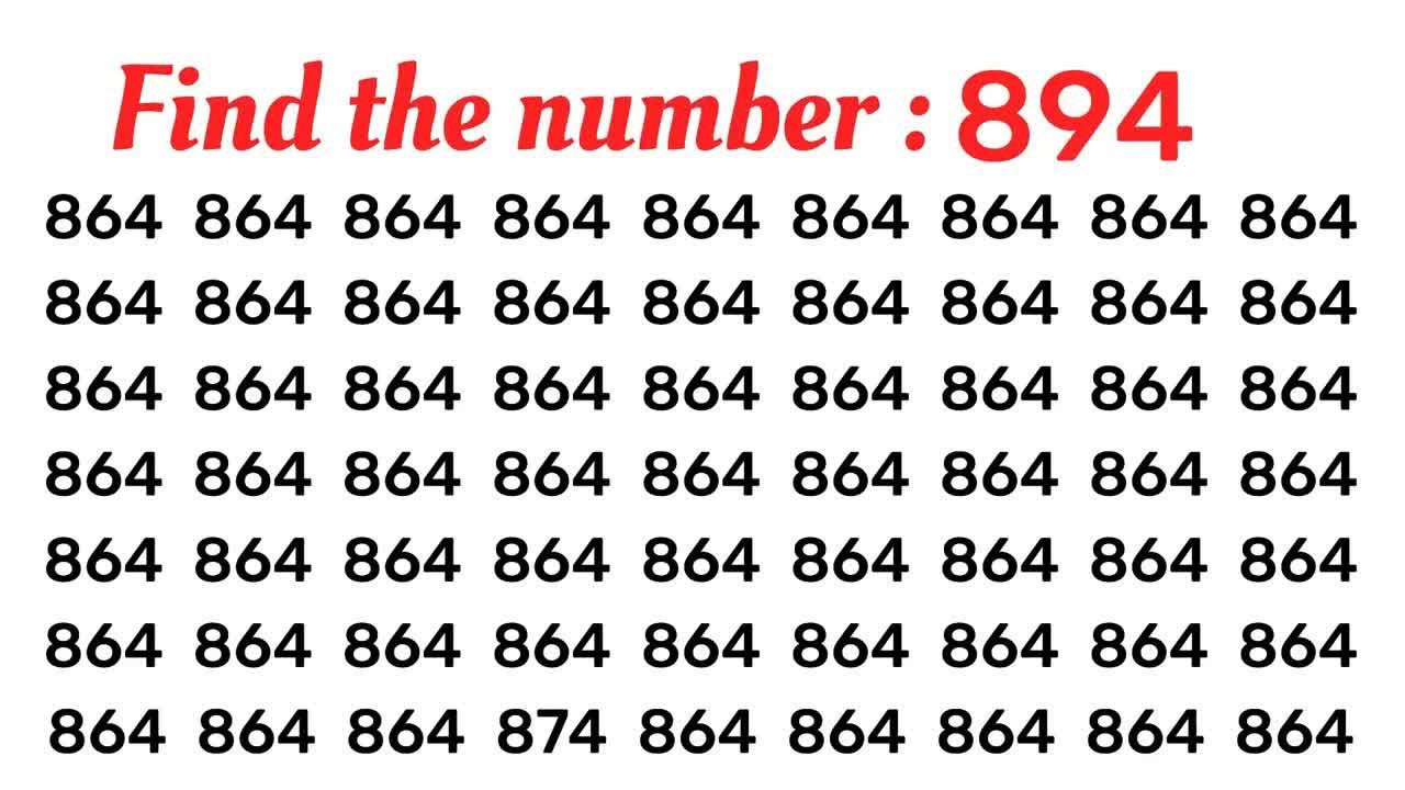 Find the Number "894".Test your eyes. Sharpen your Brain. Focus your ...