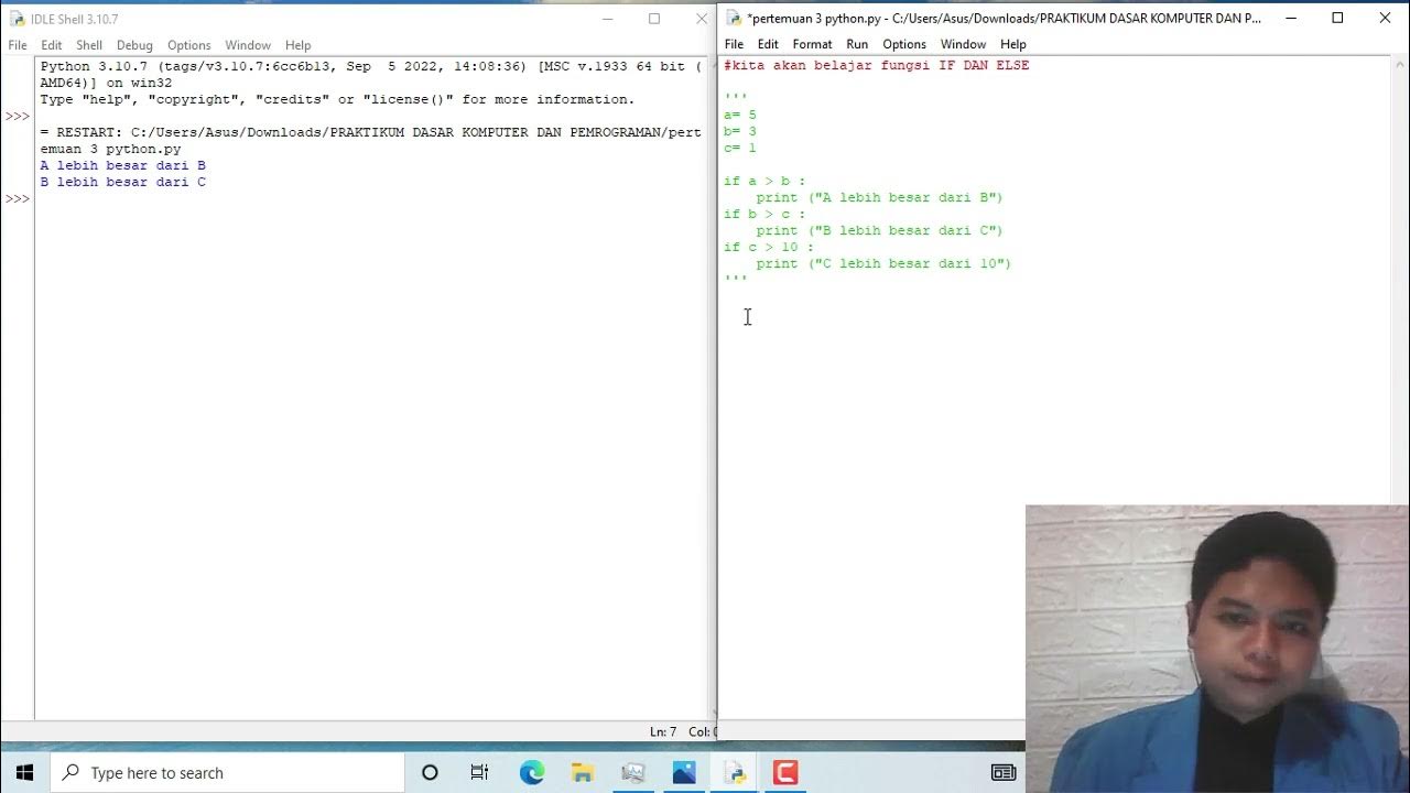 DASAR PENGGUNAAN PYTHON - IF & ELSE - YouTube