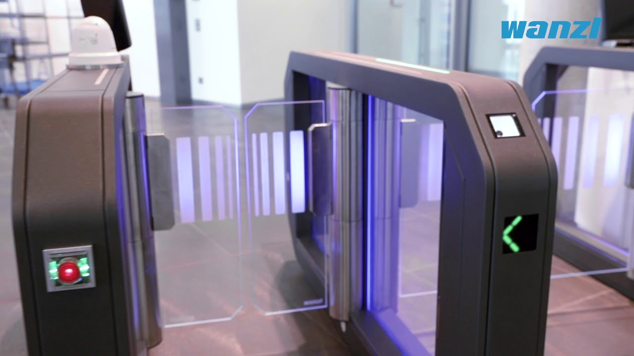 Wanzl // Zutrittsschleuse Galaxy Gate mit Körpertemperaturmessung und Maskenerkennung (DE) - YouTube