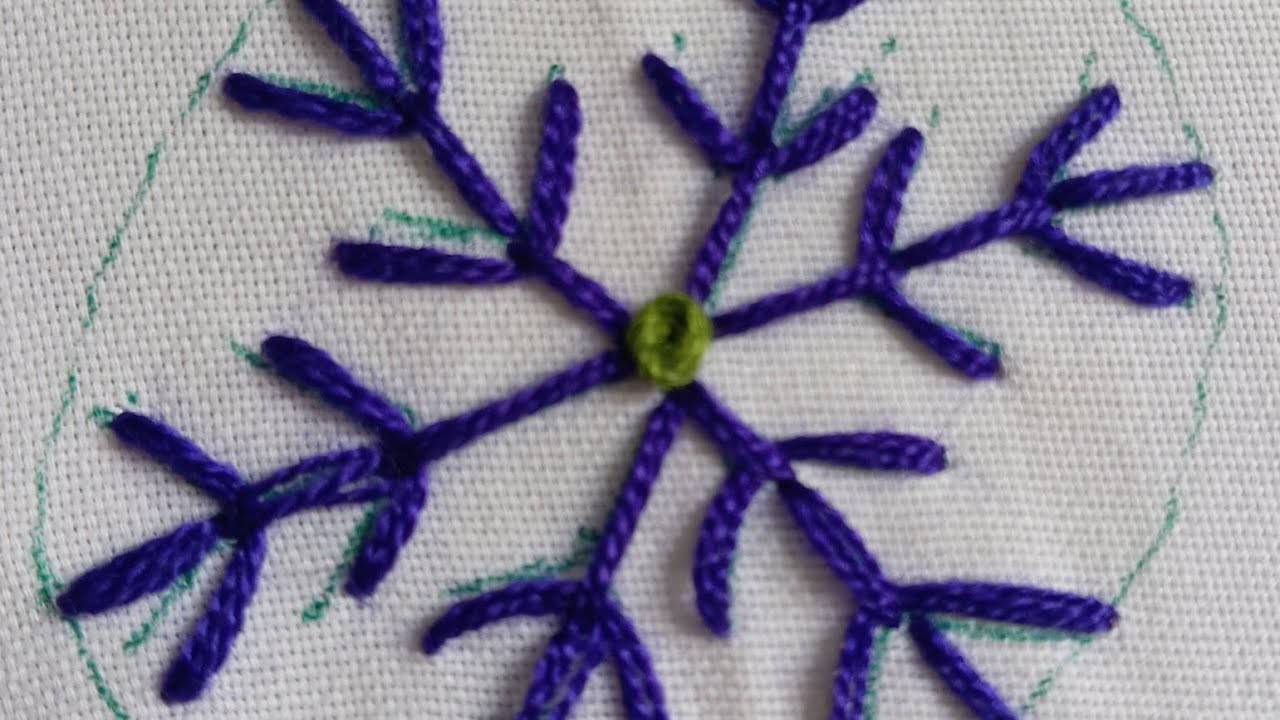 Fly stitch Snowflake hand embroidery design - YouTube