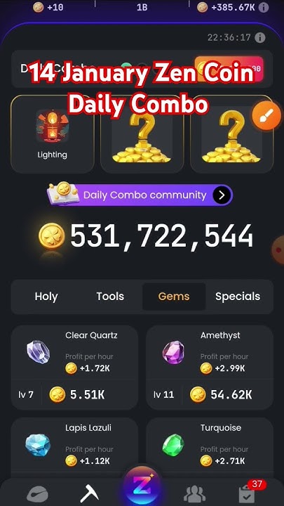 14 January Zen Coin Daily Combo||Today Zen Coin Daily Combo - YouTube