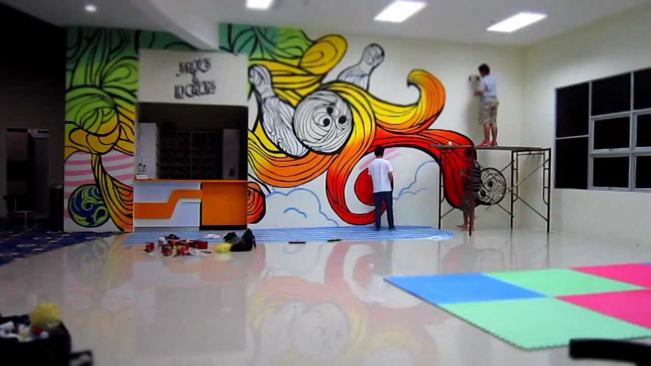 Mural Painting At MegaStrike Bowling Wall - YouTube