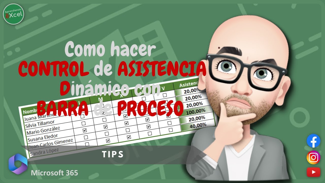 Como hacer CONTROL de ASISTENCIA Dinámico con BARRA de PROCESO | Tips - YouTube