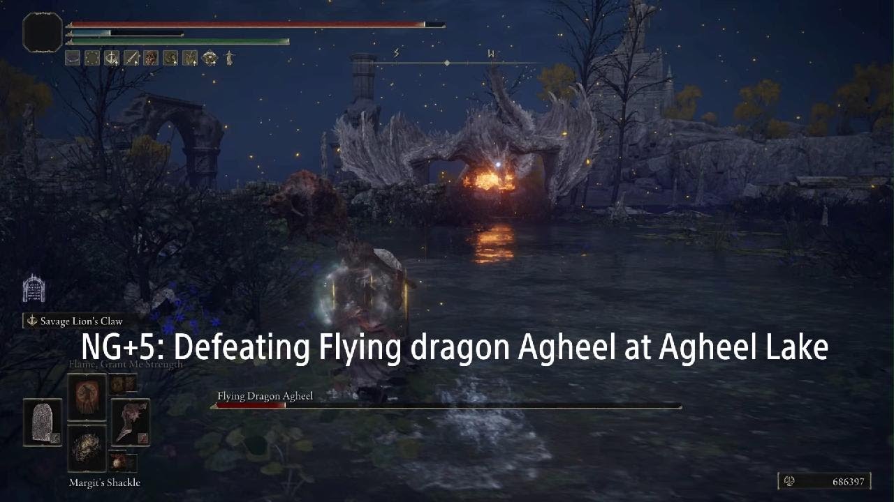 ELDEN RING, NG+5: Defeating Flying dragon Agheel at Agheel Lake - YouTube