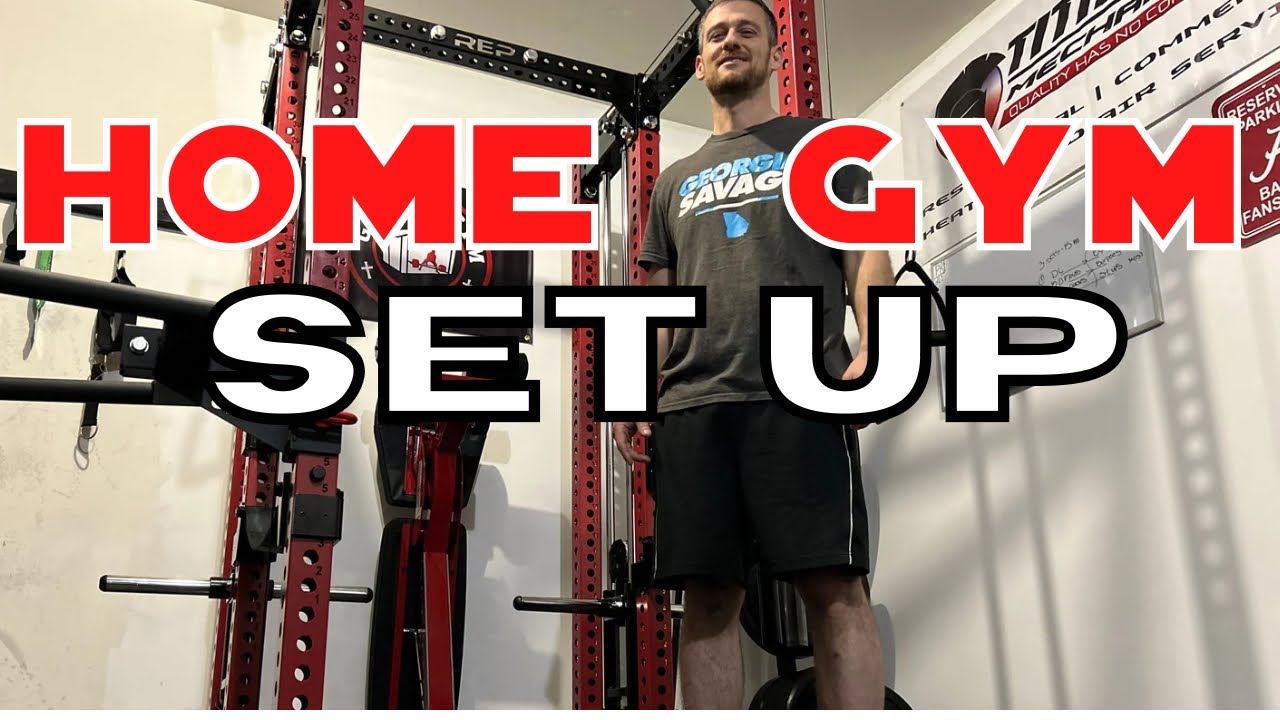 His First Home Gym! Full Garage Gym Tour - YouTube