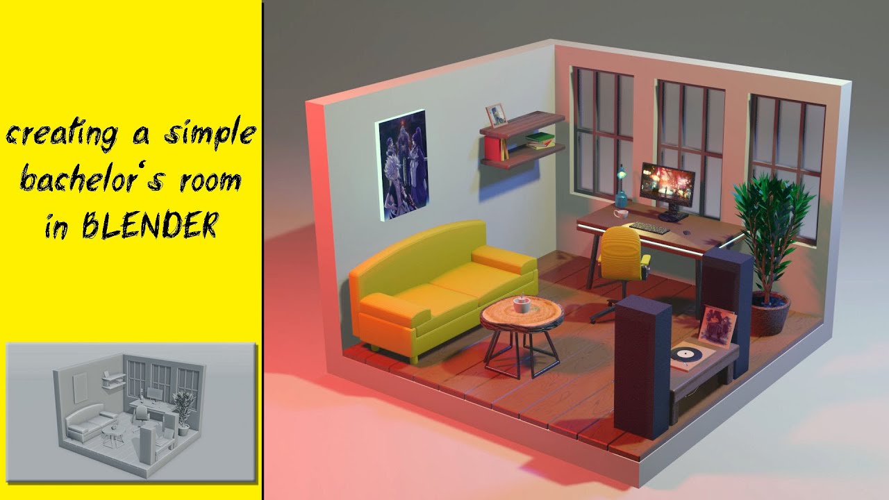 How to creating a simple Bachelor's room in BLENDER part 1 - YouTube