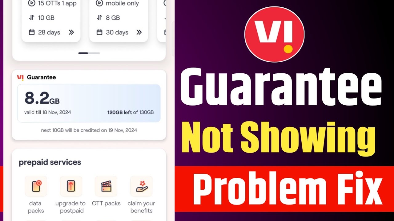 My Vi App Vi 130Gb Guarantee Data Not Showing Problem Solve | Vi ...