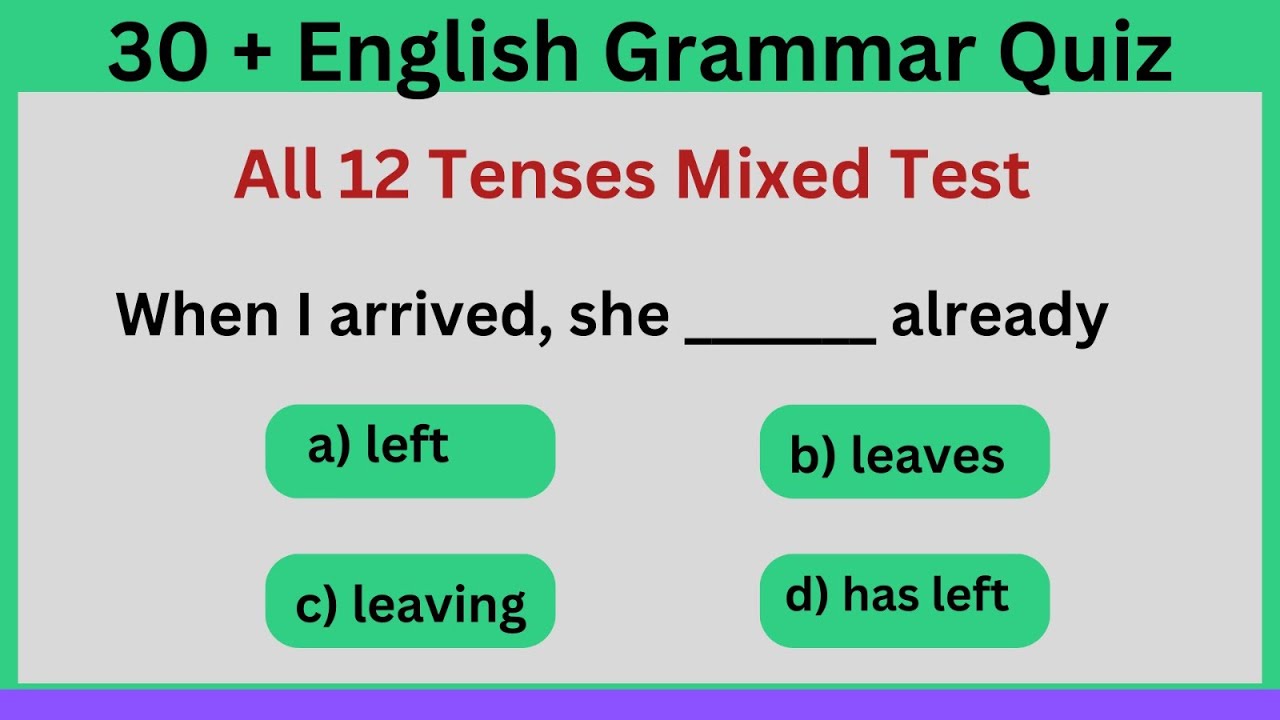 English Grammar Full Course | All 12 Tenses Test | English Grammar Test ...