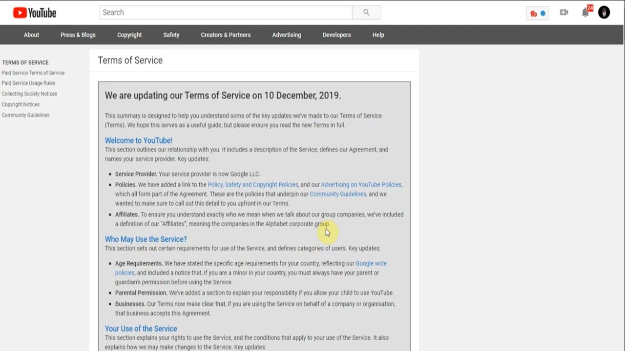 YouTube Terms of Service Changes - YouTube