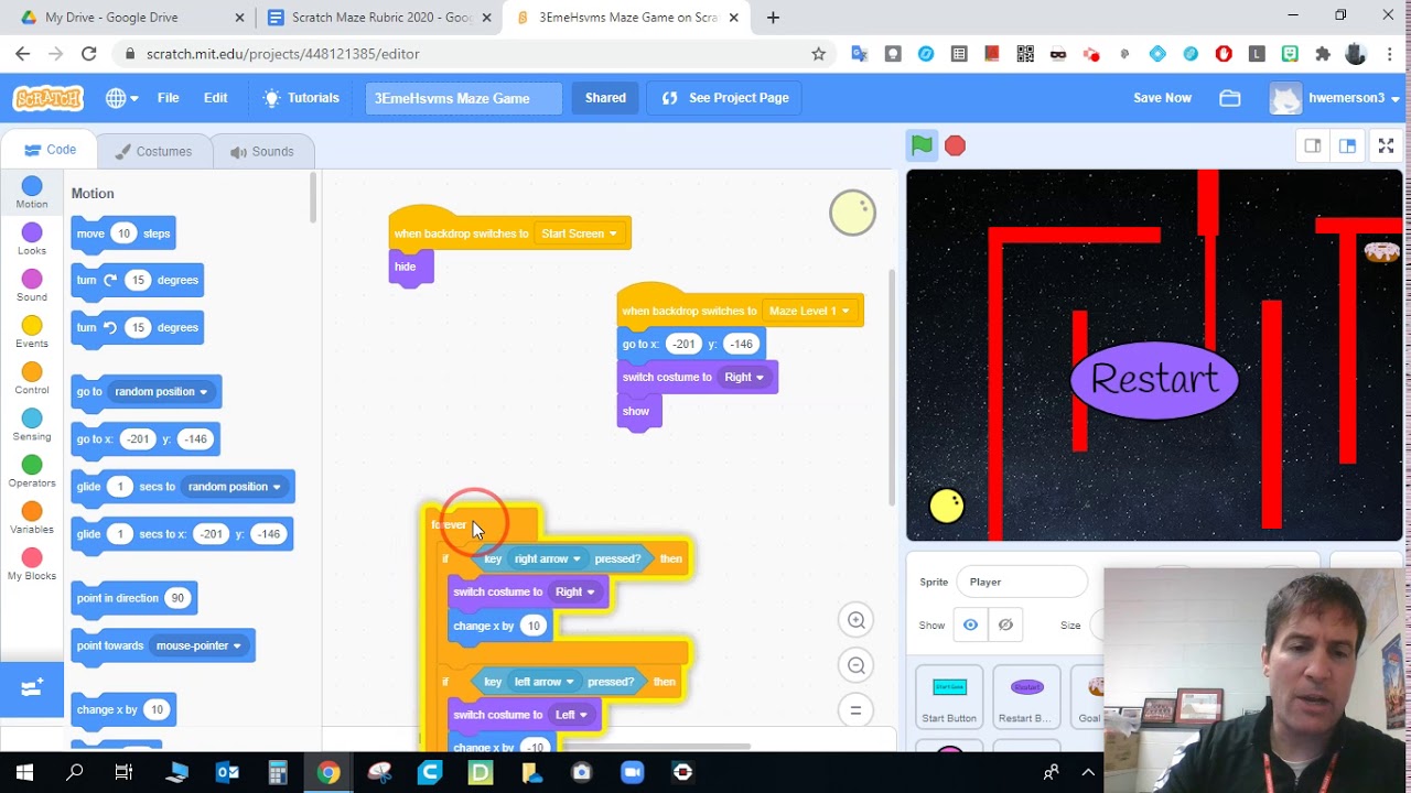 Scratch Maze Game - Player Restarts on Wall Color - YouTube