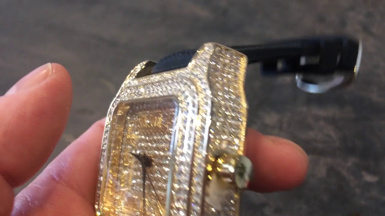 Bling Bling Full Faux Diamond Block Face HipHop Bling Watch - YouTube
