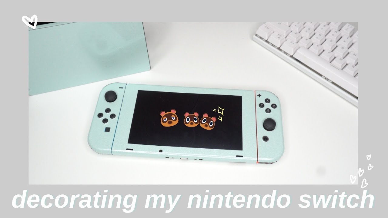 🌱 decorating my nintendo switch mint glitter - YouTube