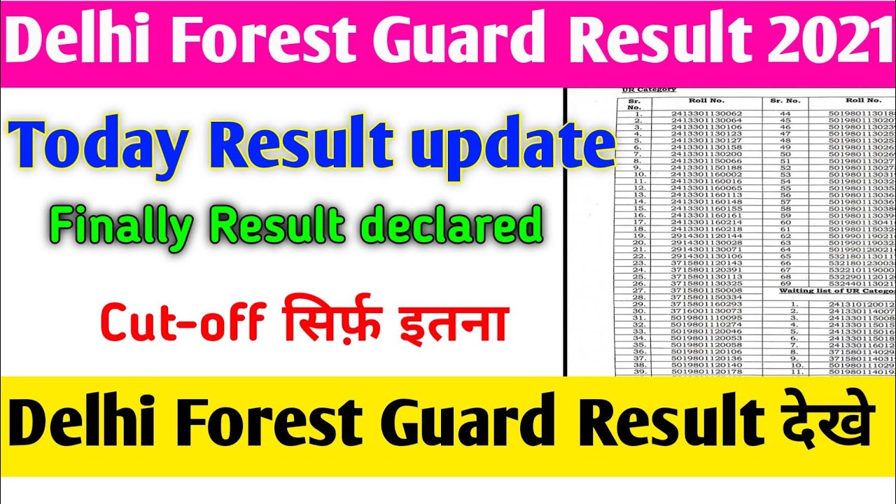 Delhi Forest Guard Result Declared। Delhi Forest Guard Result out ...