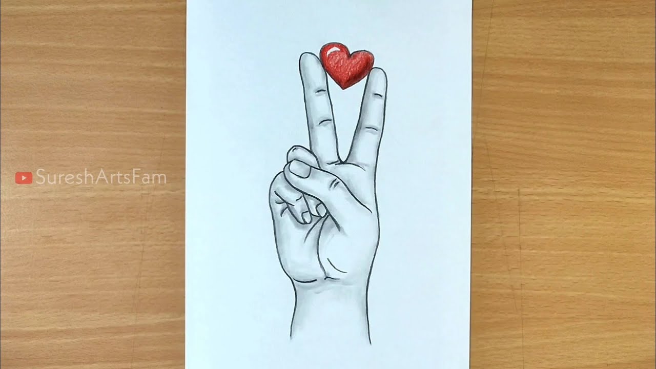 Heart in Hand drawing | Perfect Heart pencil sketch tutorial | Heart ...