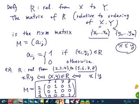 [Discrete Mathematics] Section 3.5. Matrices of Relations - YouTube