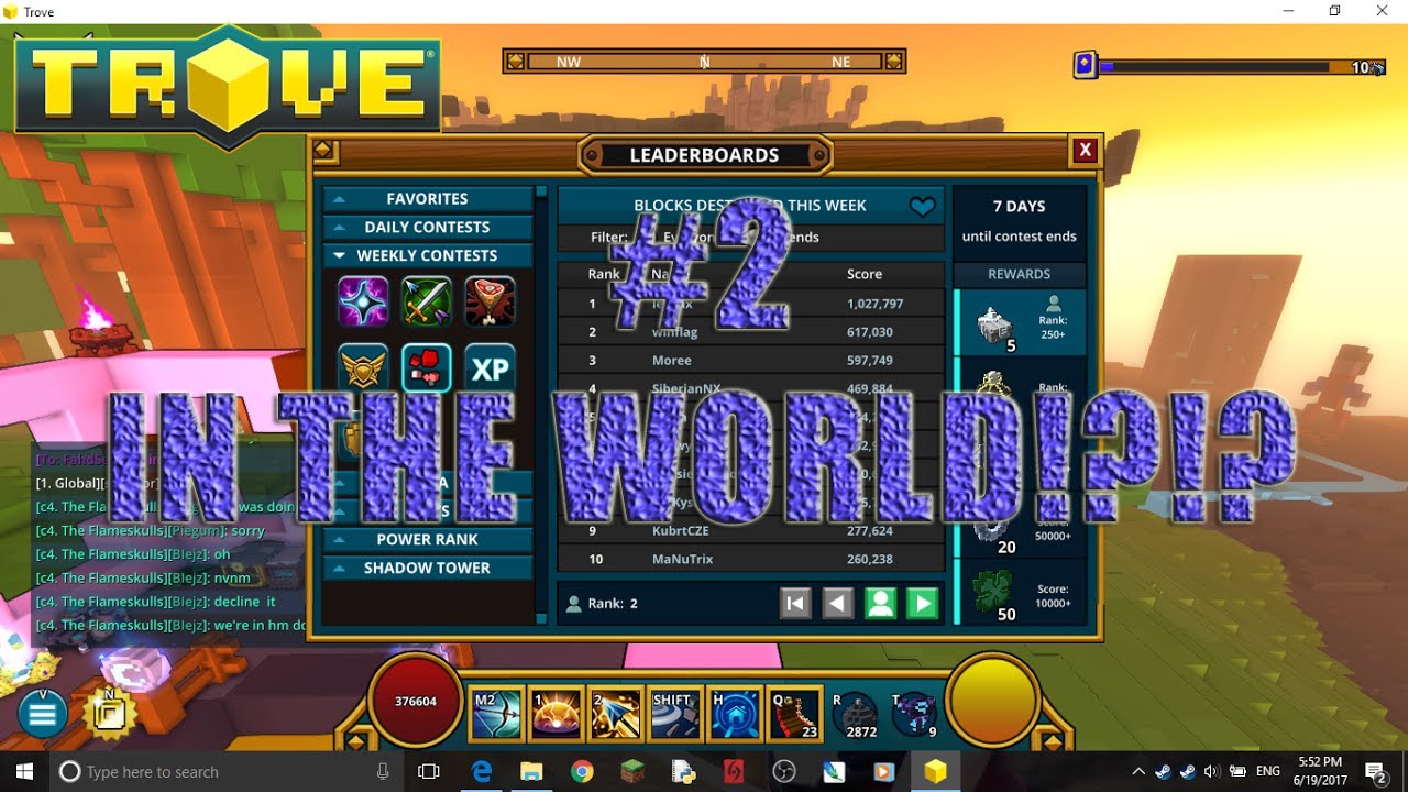 trove weekly blocks broken contest rank 2 in the world!! throwing 2000 ...