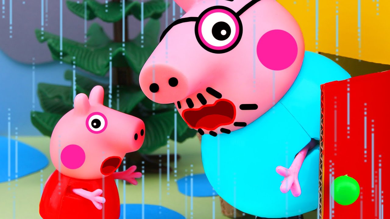 Daddy Pig and playhouse, Doll House, rain, Peppa Pig Animation - YouTube