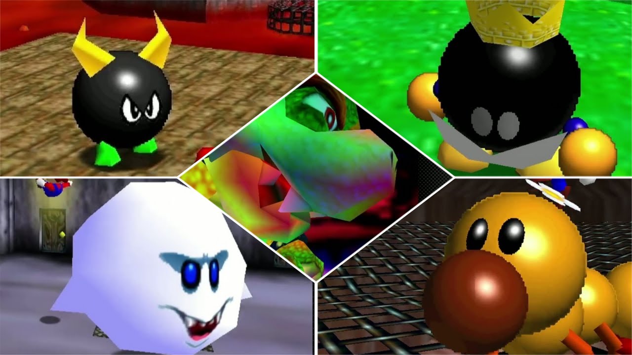 Super Mario 64 - All Bosses - YouTube