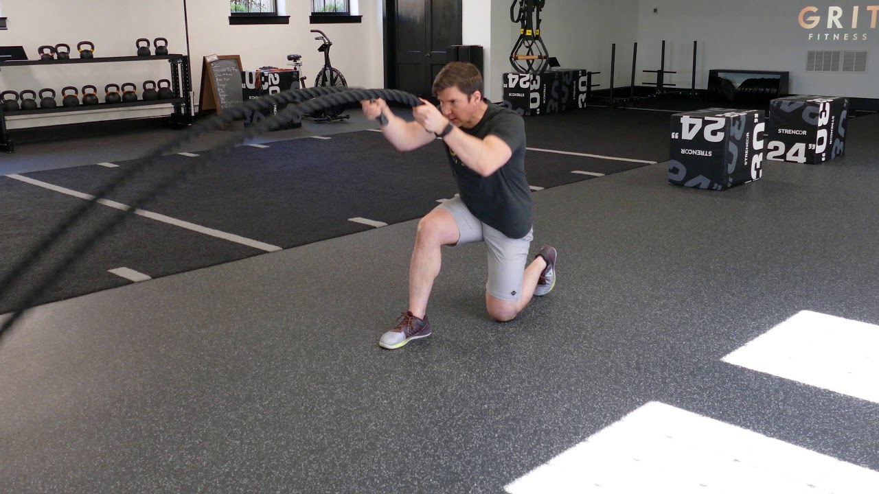 Half Kneeling Rope Slams - YouTube