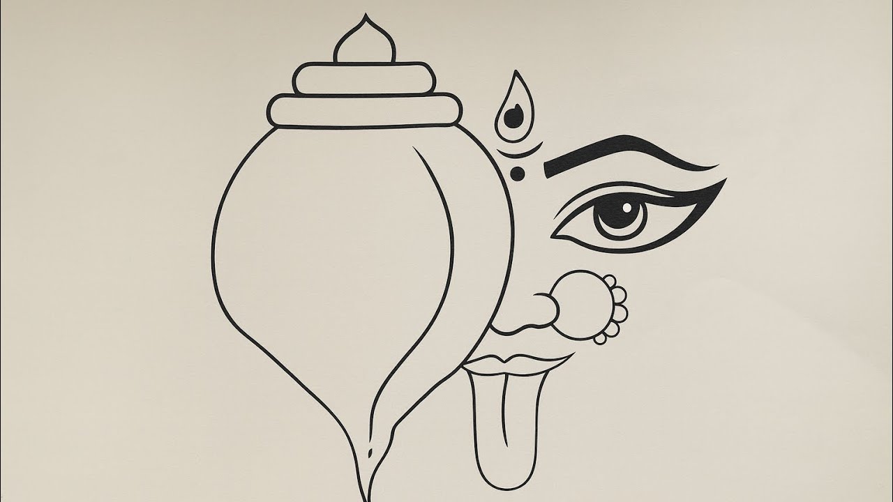 How to draw Kali Maa face/ Easy kids drawing/ Kaali maa face drawing ...