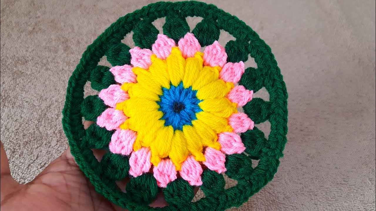 How to Crochet a Coster Design, woolen cup Coster, Crosia Design tea Coster, Crochet design ...