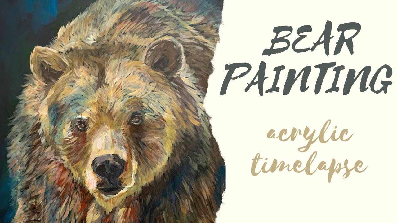 Painting a Realistic Bear in Acrylics - Speed Painting Timelapse - YouTube