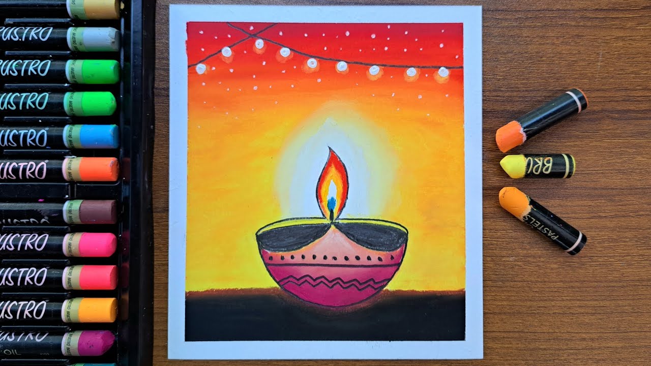🪔 Diwali Special Drawing | How to Draw Beautiful Diya | Easy Drawing ...