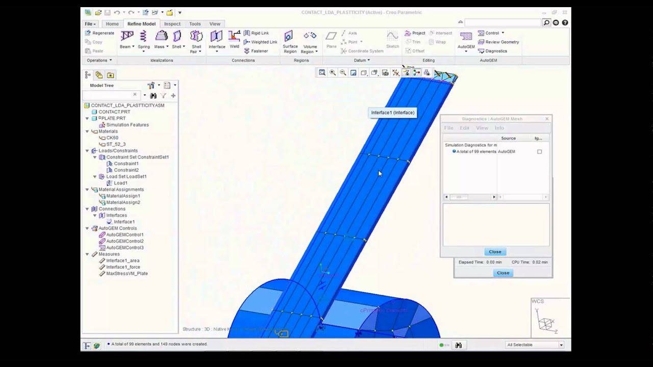Creo Advanced Simulate Elastoplastik,Kontak ve LDA Analiz - YouTube
