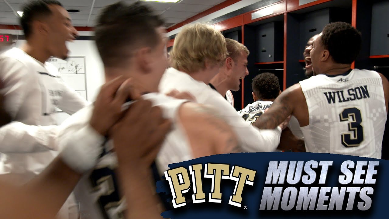 Pitt Teammates Mobs Cameron Johnson After ACC Tournament Win Over ...