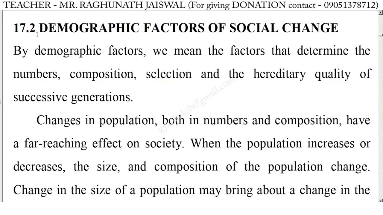 Demographic Factors of Social Change | सामाजिक परिवर्तन के जनसांख्यिकीय ...