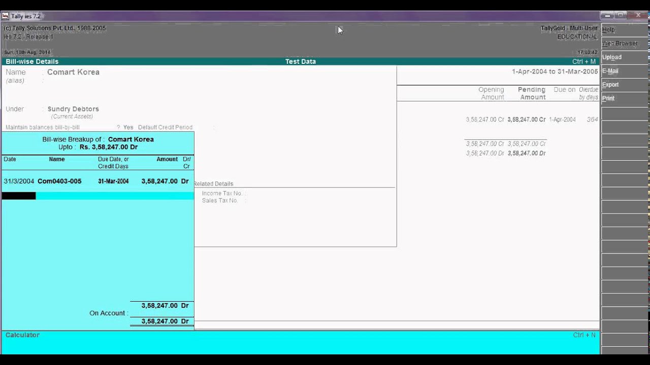 Ledger outstanding reports bill wise in tally in english - YouTube