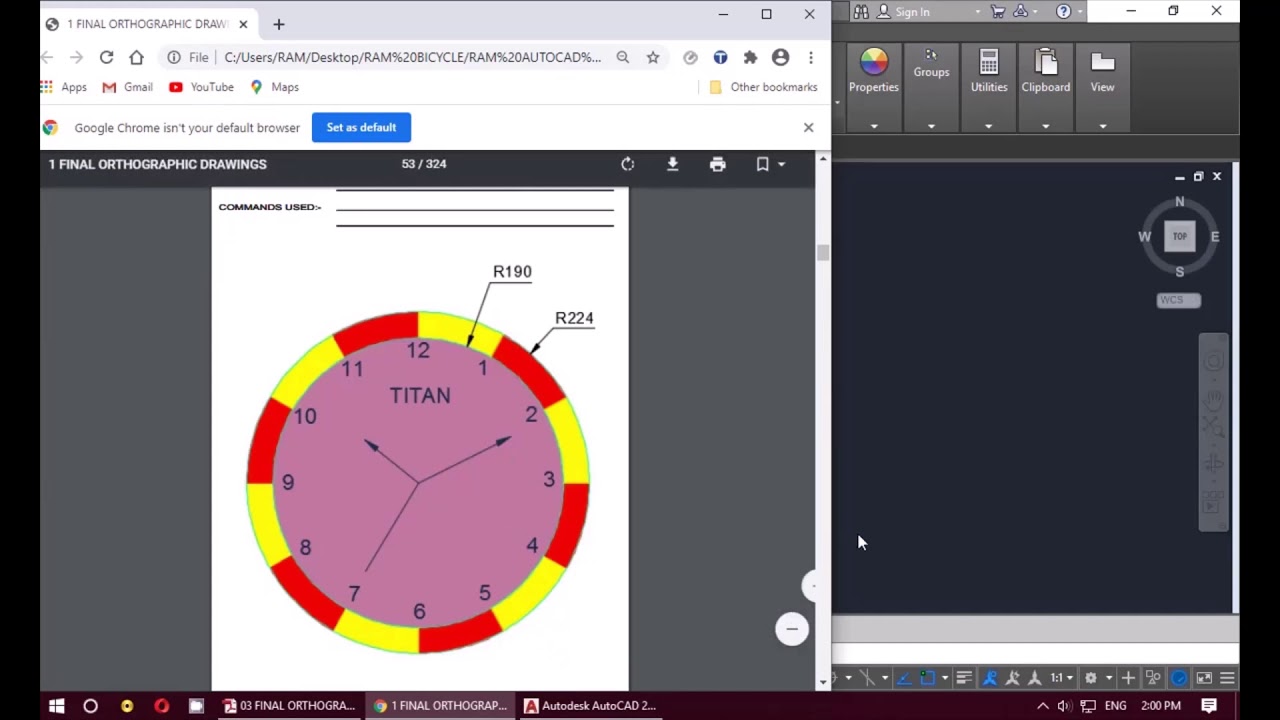 how to draw clock in autocad tutorial 1 for beginners - YouTube