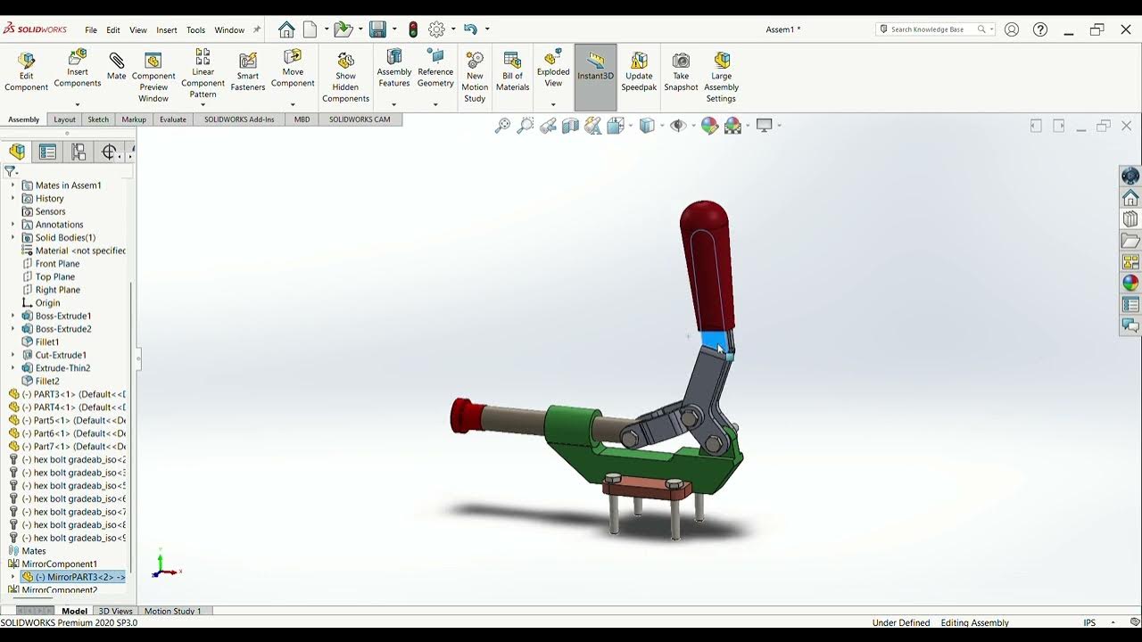 SOLIDWORKS 2020 Making Toggle Push Clamp. - YouTube