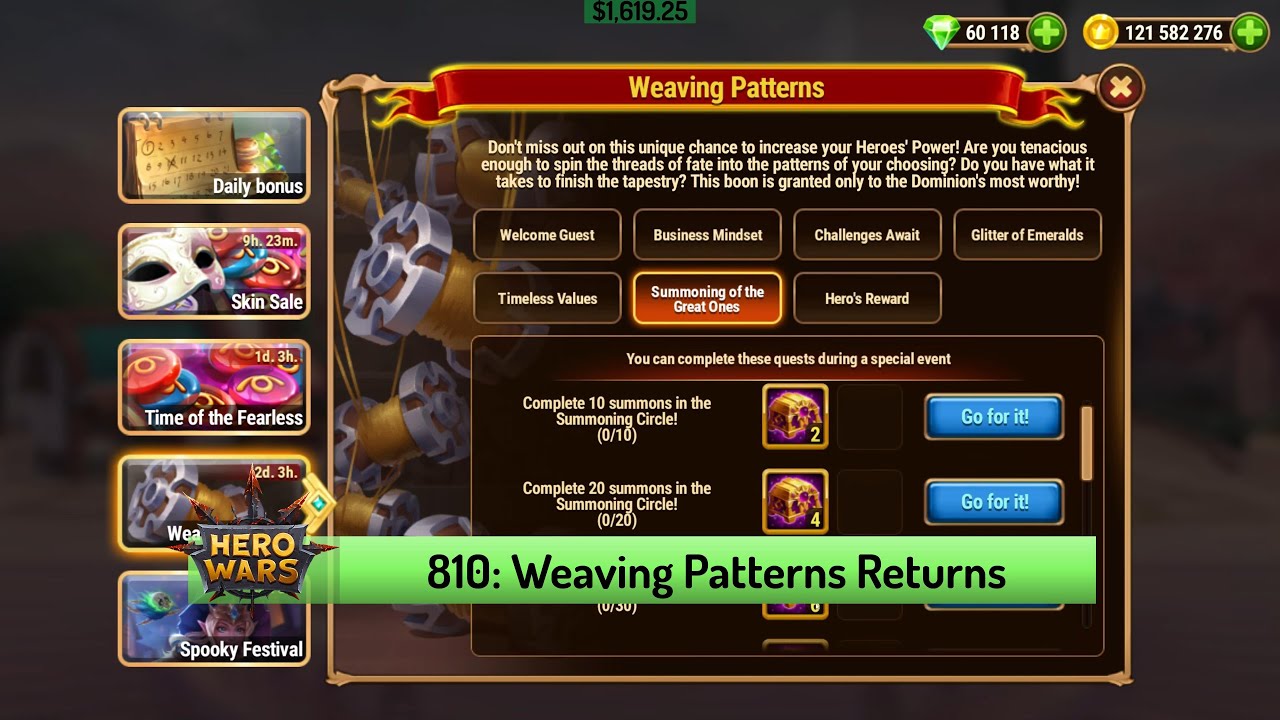 Let's Play Hero Wars 810: Weaving Patterns is Back for Spooky Festival ...