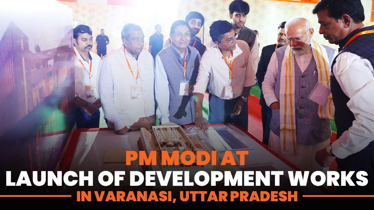PM Modi at launch of development works in Varanasi, Uttar Pradesh - YouTube