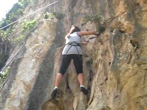 Pamela Chong rock climbing at Batu Caves - YouTube