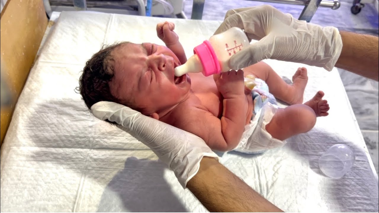 Cutest Little Baby in NICU | First Feeding Trial by Nurse 👶💉 Cute Smile ...
