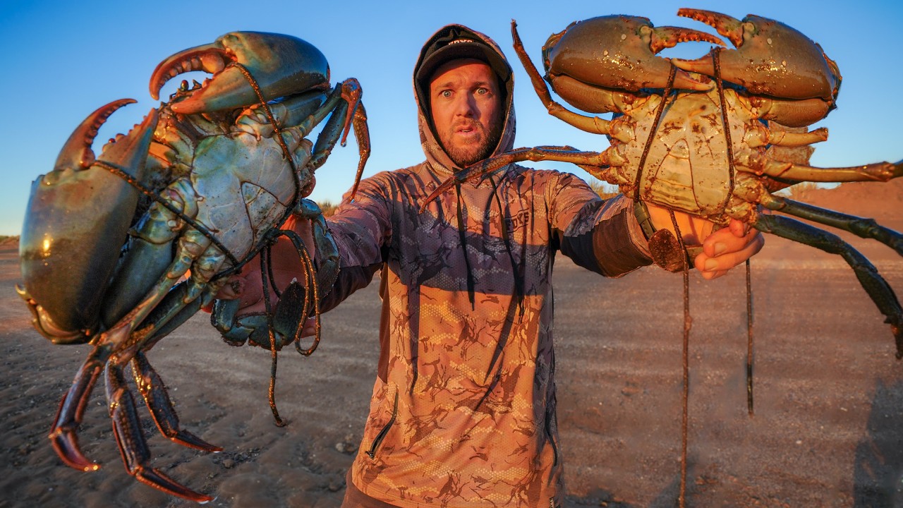 GIANT CRABS - Solo Catch & Cook - The Ultimate Camp Fire Seafood Feast ...