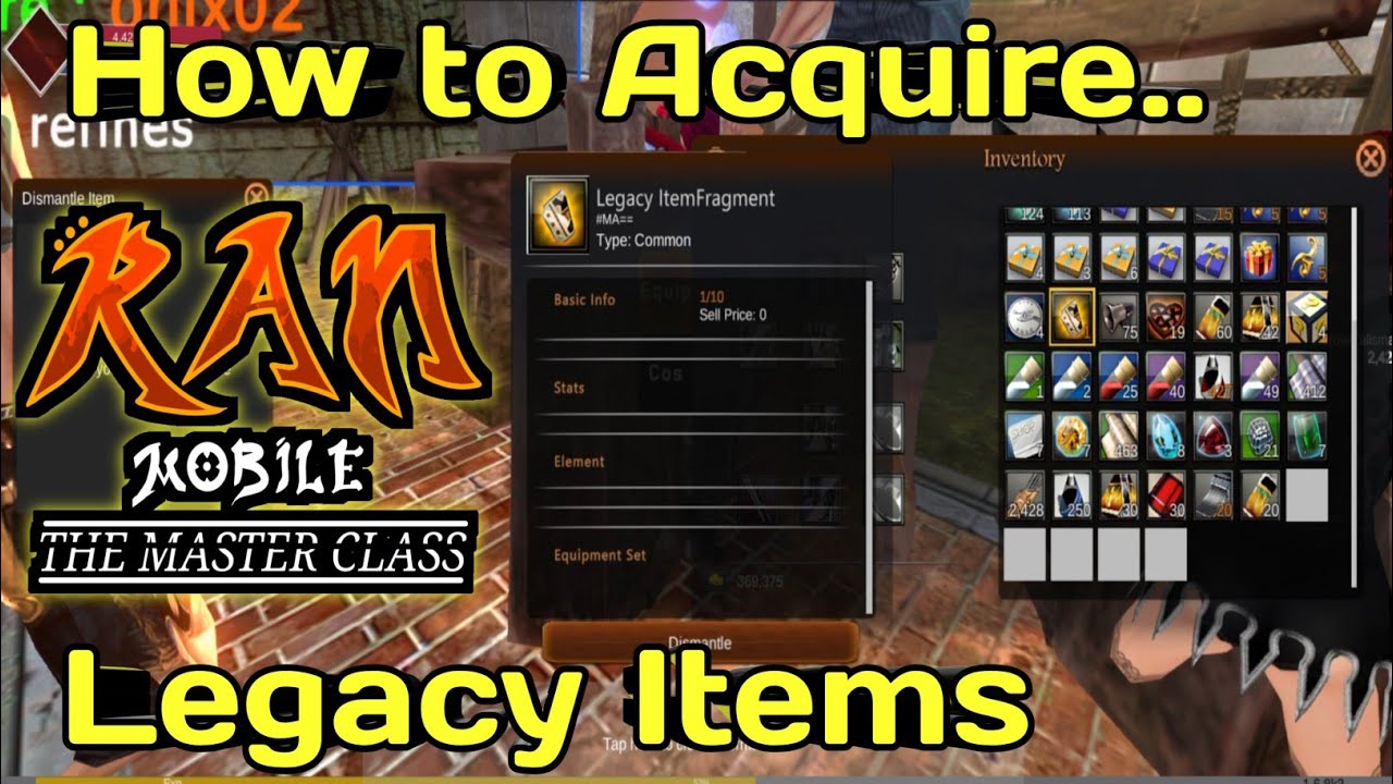 How to Acquire Legacy Items in Ran Mobile: The Master Class Version 1.6 ...