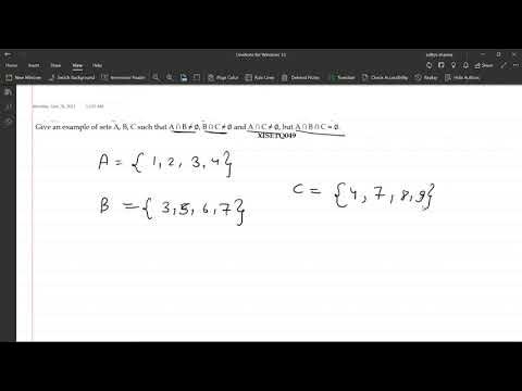 XISETQ049 _ Give an example of sets A, B, C such that A ∩ B ≠ ∅, B ∩ C ≠ ∅ and A ∩ C ≠ ∅, but A ...