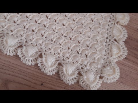 Midye kabuğu şal modeli & Tığ işi şal modelleri