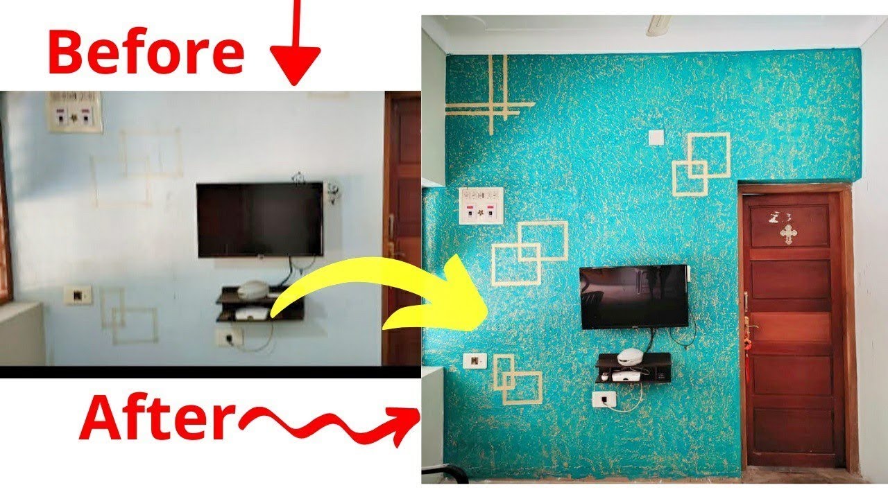 Simple Wall Putty texture Design for Hall, TV background | Royal Play ...