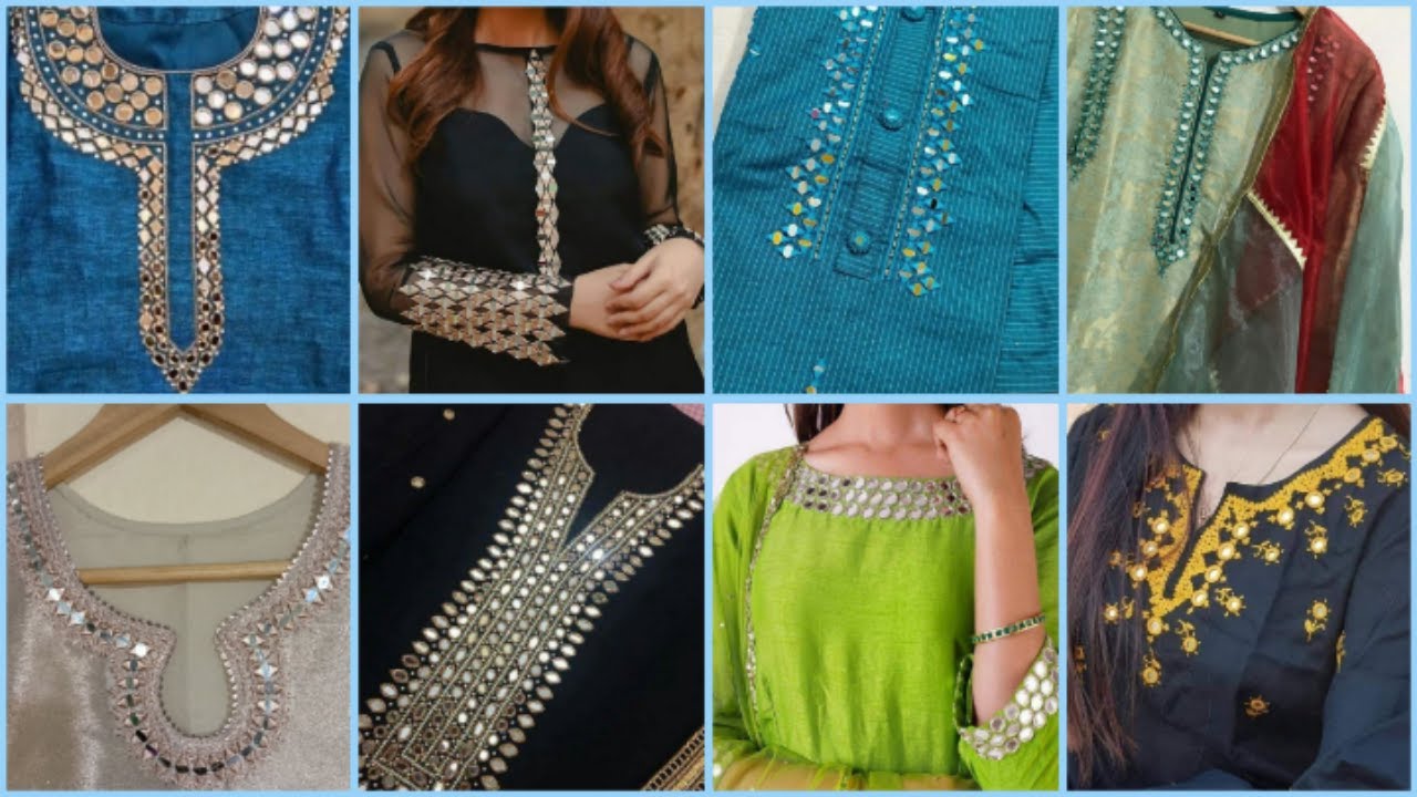 🎊Mirror Work Neck Design 2024 | Neck Design With Mirror Work - YouTube