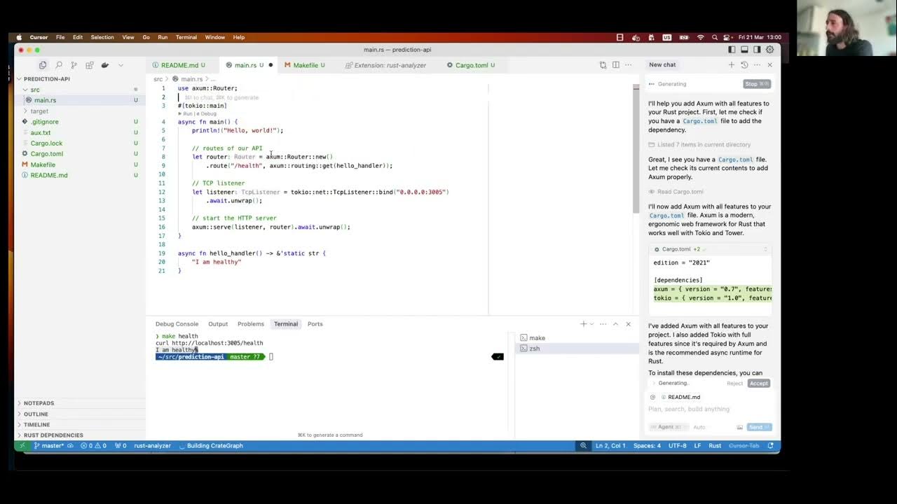 Let's build a REST API in Rust - Part 4/9 - Refactor main.rs into separate files - YouTube
