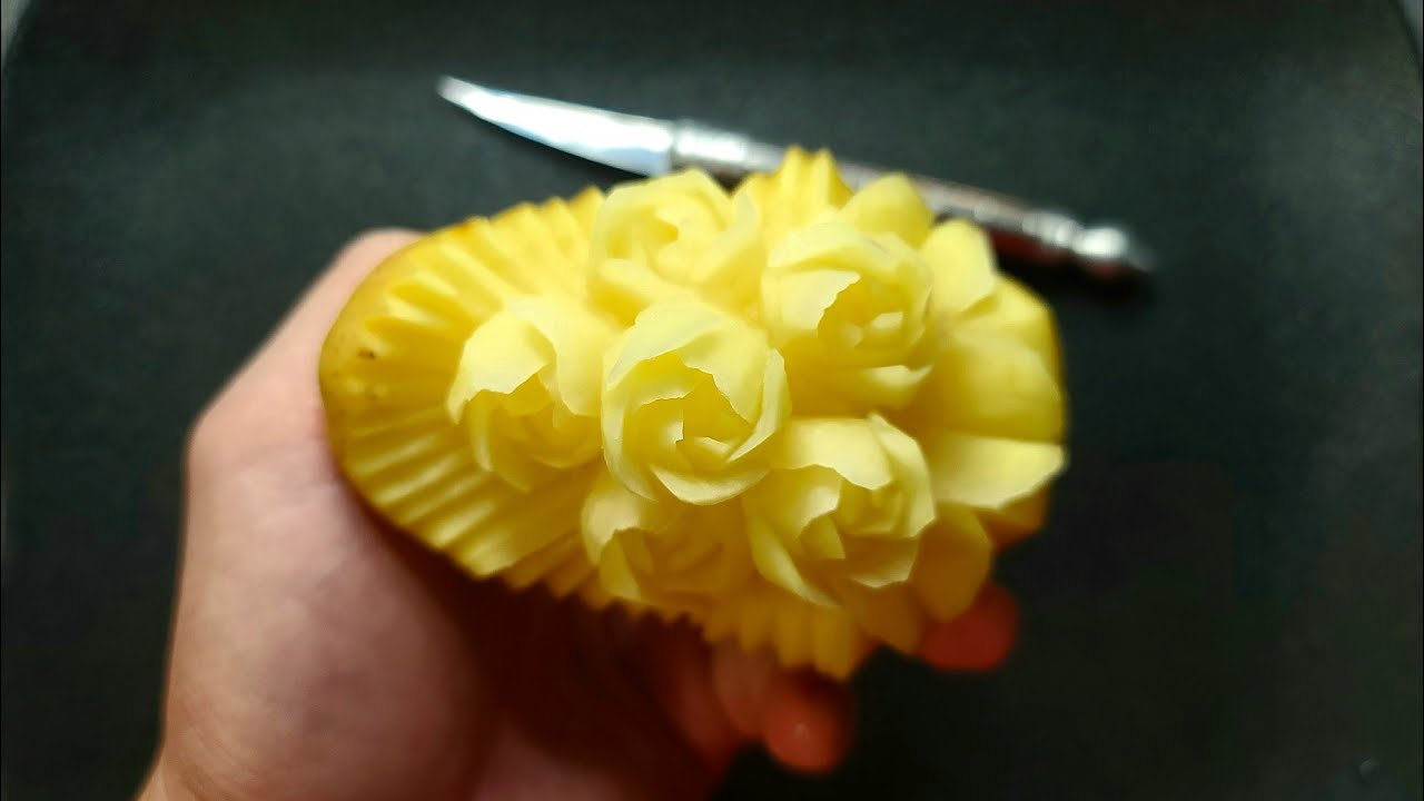 Potato Flower Carving - YouTube