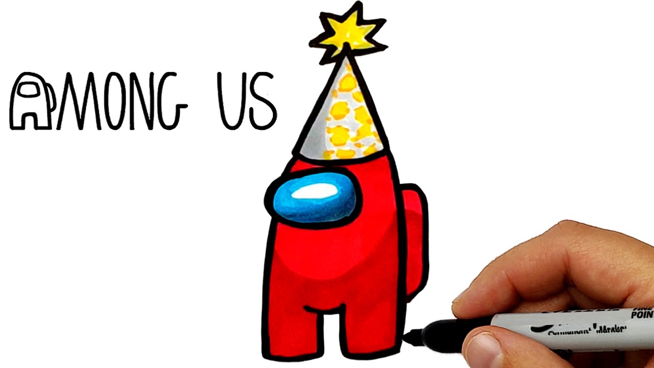 How to draw Among Us with a cap | Christmas Among Us drawings - YouTube