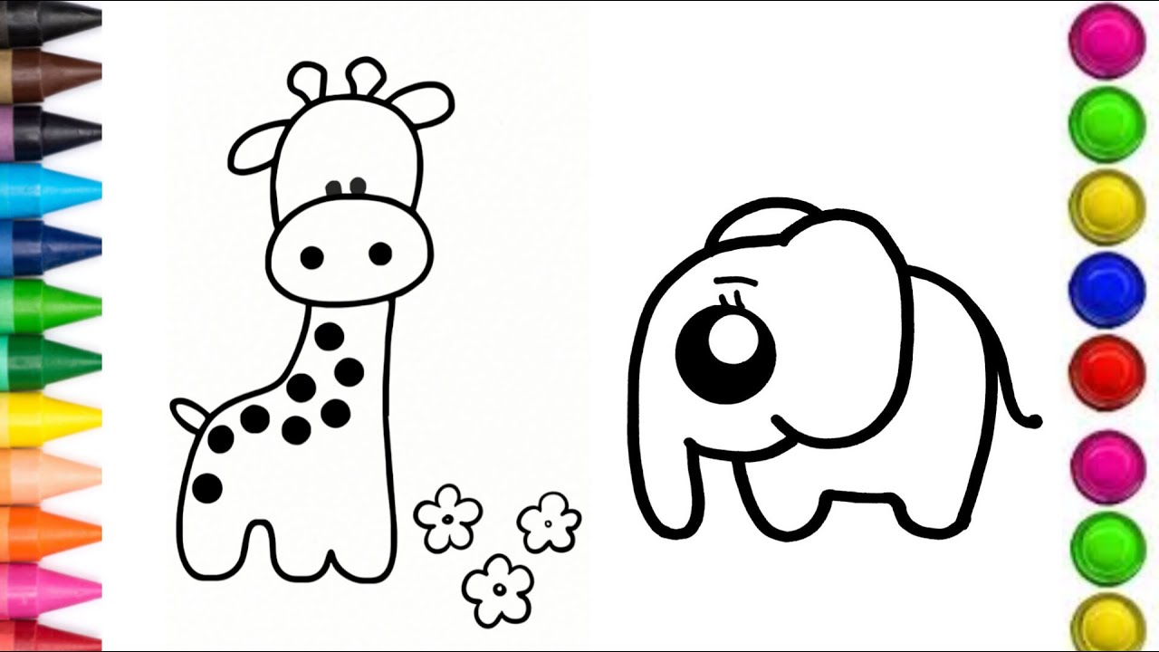 Easy Giraffe and lion Drawing step by step || how to make ||zoo animals ...